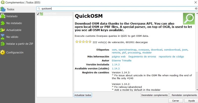 Cómo obtener datos de "OpenStreetMap" en QGIS con "QuickOSM"
