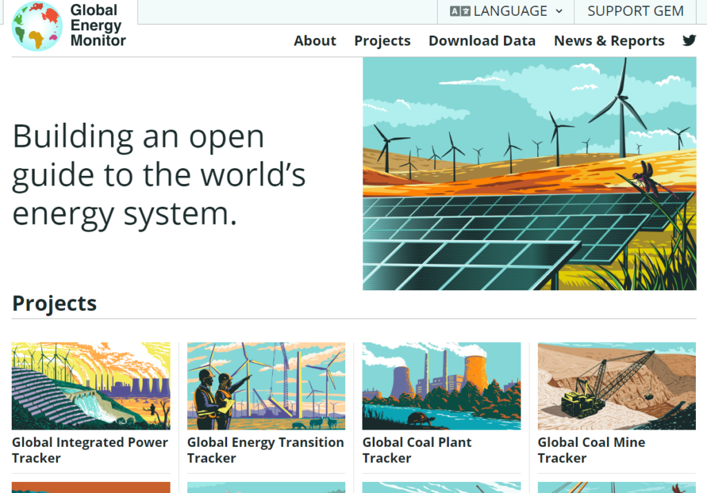 Descarga de datos desde “Global Energy Monitor”