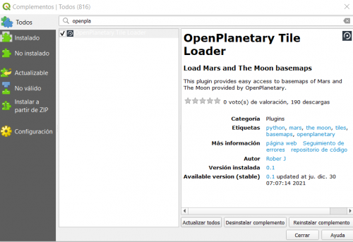 El plugin de QGIS: “OpenPlanetary Tile Loader” | TYC GIS