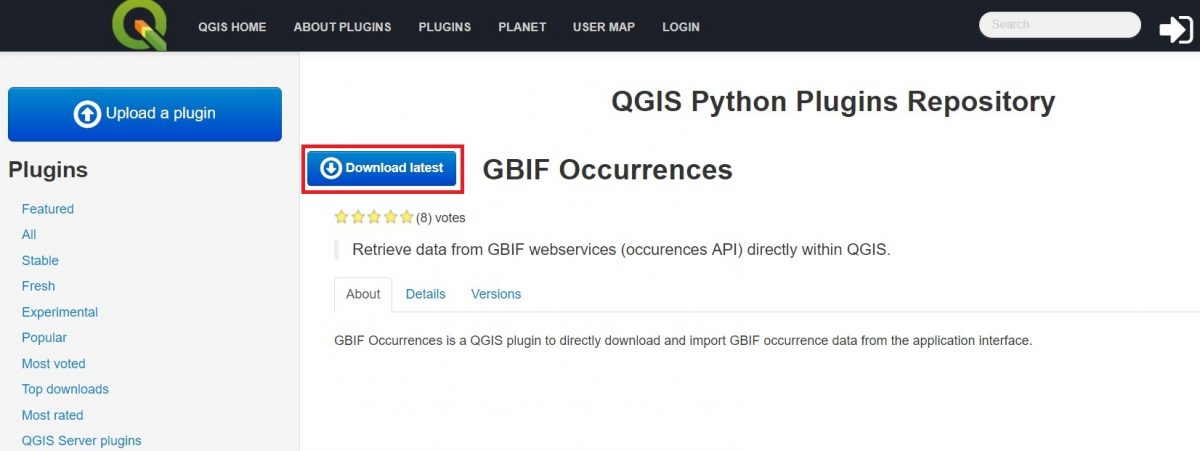 El plugin de GBIF para QGIS