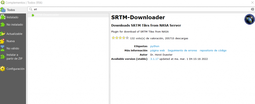 Uso del plugin “SRTM-Downloader” en QGIS | TYC GIS