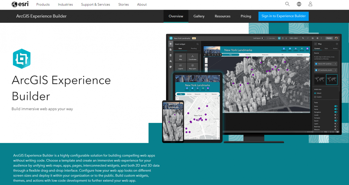 ArcGIS Experience Builder "desbanca" a Web AppBuilder
