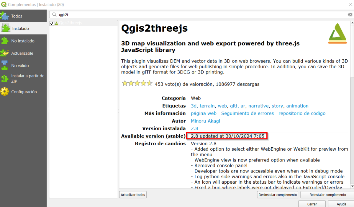 Evolución del plugin “Qgis2threejs” para trabajar en 3D