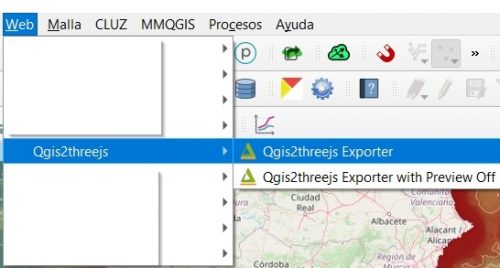 Uso del plugin “Qgis2threejs” y visualización resultados en la web
