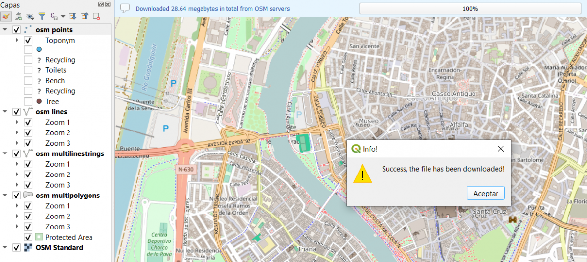 Descarga de datos de OpenStreetMap (OSM) con simbología en QGIS