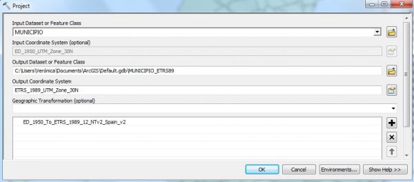 Transformación de European Datum ED50 a ETRS89 con ArcGIS