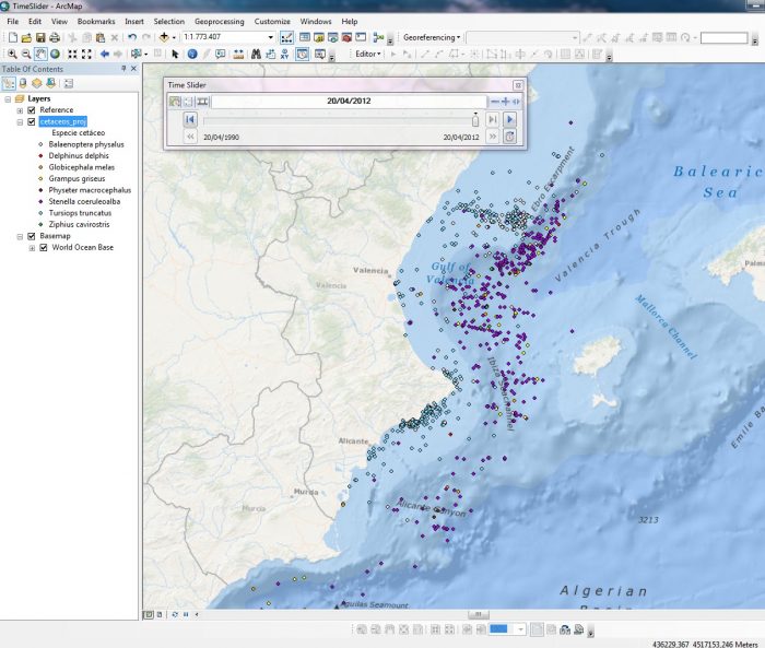 Time Slider en ArcGIS para visualizar datos marinos