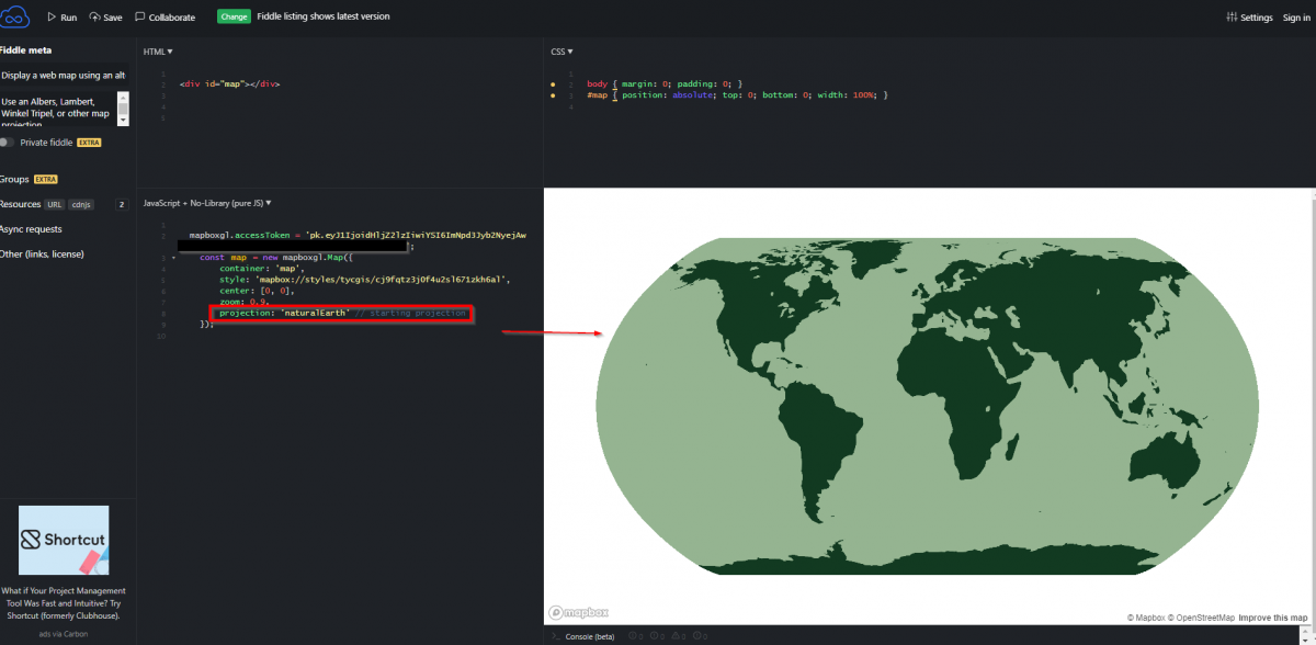Inclusión de nuevas proyecciones en la API de desarrollo Mapbox GL JS