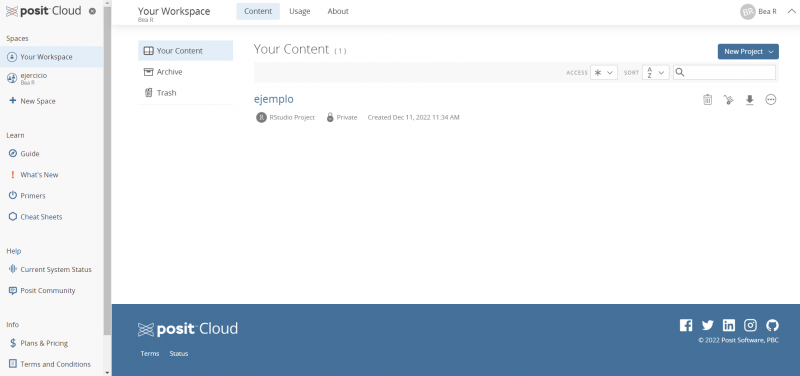 Trabaja con "Posit Cloud" | TYC GIS Formación | Cursos GIS