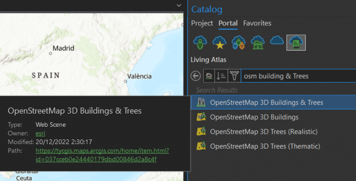 Cómo incluir datos en 3D de OpenStreetMap en ArcGIS Pro