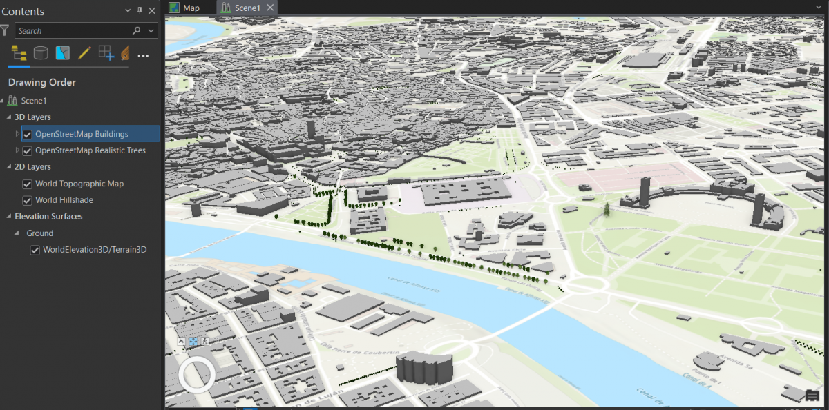 Cómo incluir datos en 3D de OpenStreetMap en ArcGIS Pro