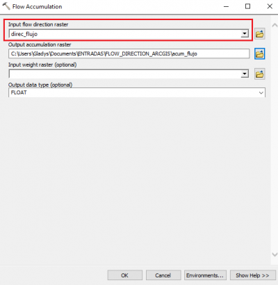 Obtener acumulación y dirección de flujo en ArcGIS