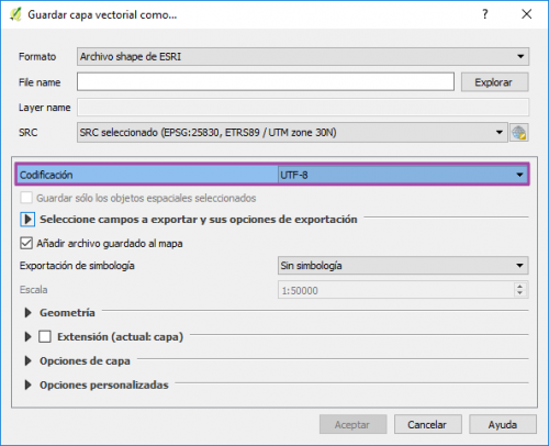 Control de la codificación de caracteres en QGIS
