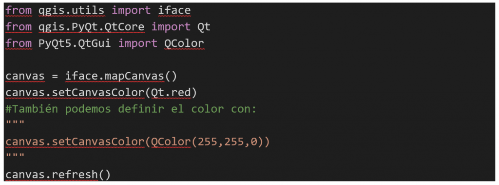 Cómo cambiar el color del canvas con PyQGIS | TYC GIS