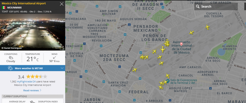 Mapa del tráfico aéreo en tiempo real
