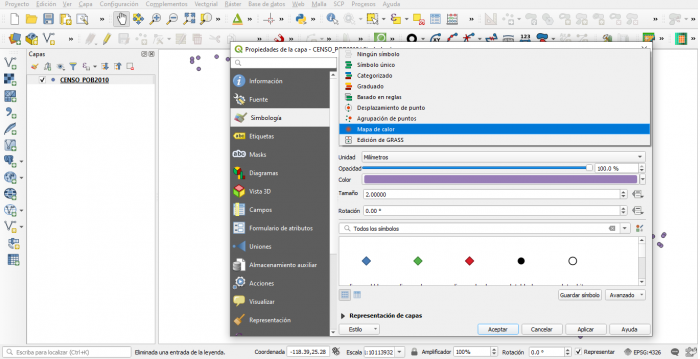 Creación de un mapa de calor con heatmap en QGIS 3