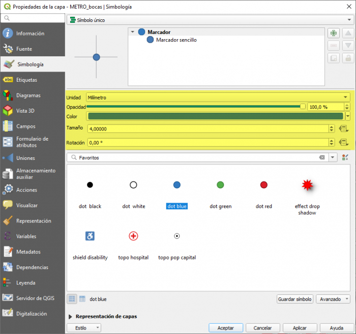 Modificar la simbología de una capa en QGIS